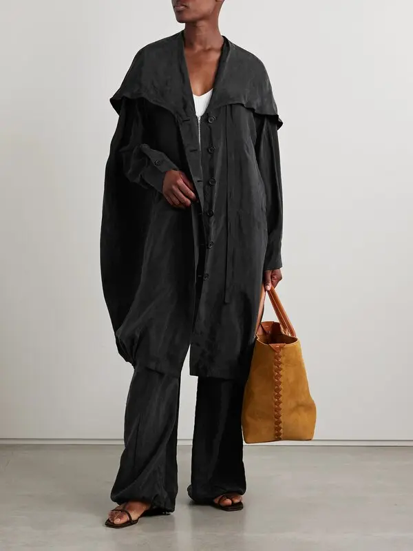 Another Tomorrow Oversized Hooded Tencel Lyocell Jacket
