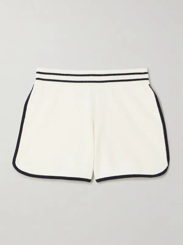 ALLUDE Striped Cashmere Shorts - Cream