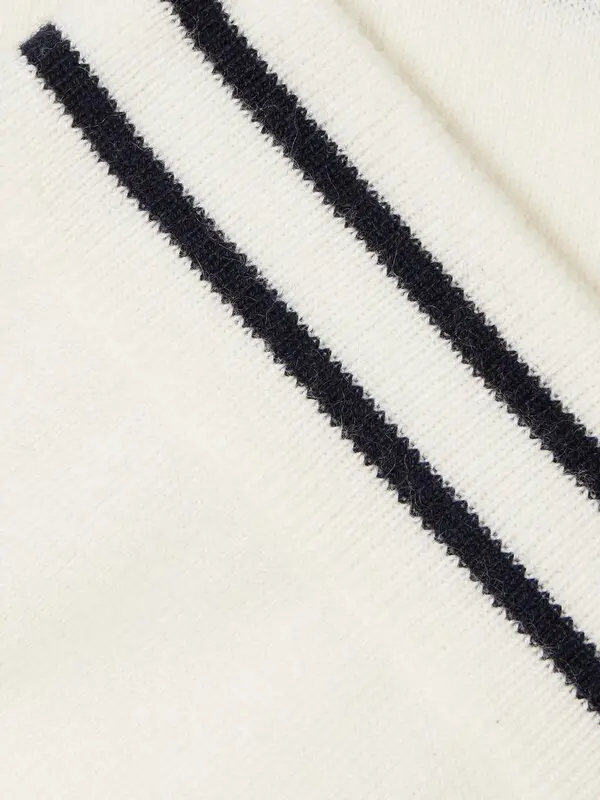ALLUDE Striped Cashmere Shorts - Neutrals
