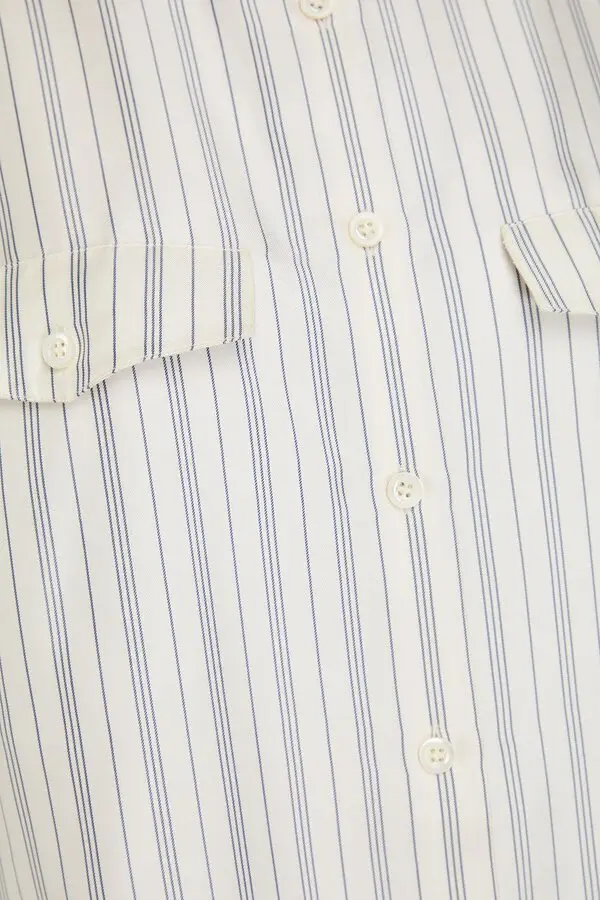 FRAME Femme Pocket Striped Silk-twill Shirt