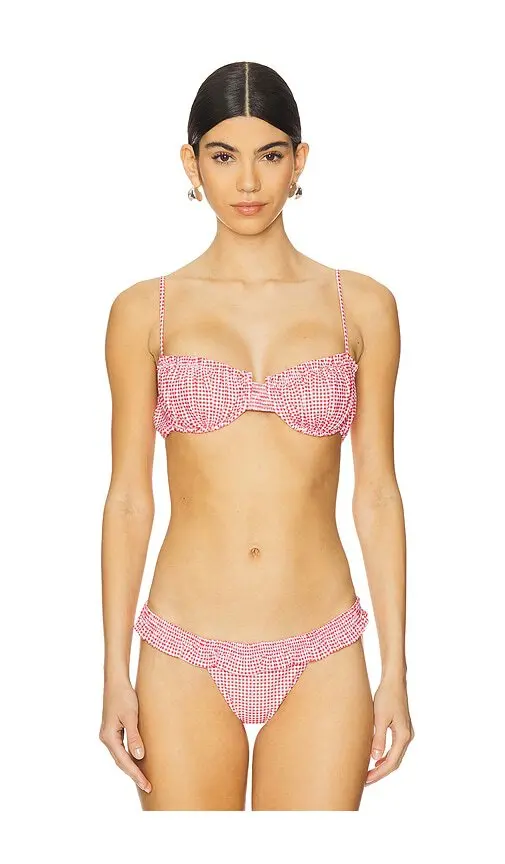 Faithfull The Brand Esterel Bikini Top - Gingham Red
