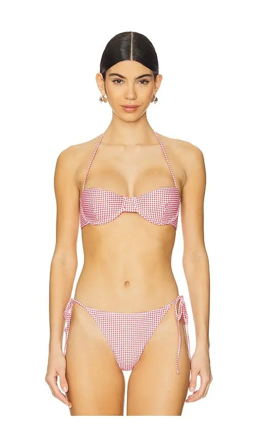 Faithfull The Brand Chessa Bikini Top - Gingham Red