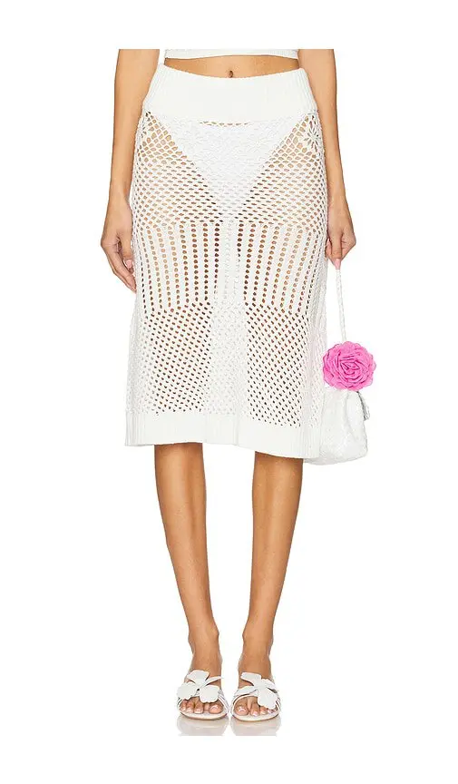 Frankies Bikinis Orchard Crochet Midi Skirt - White
