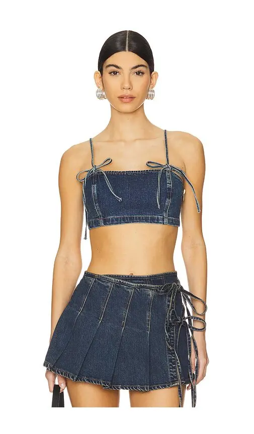 Abrand Denim Devotion Bralette Top In Blue - Cory