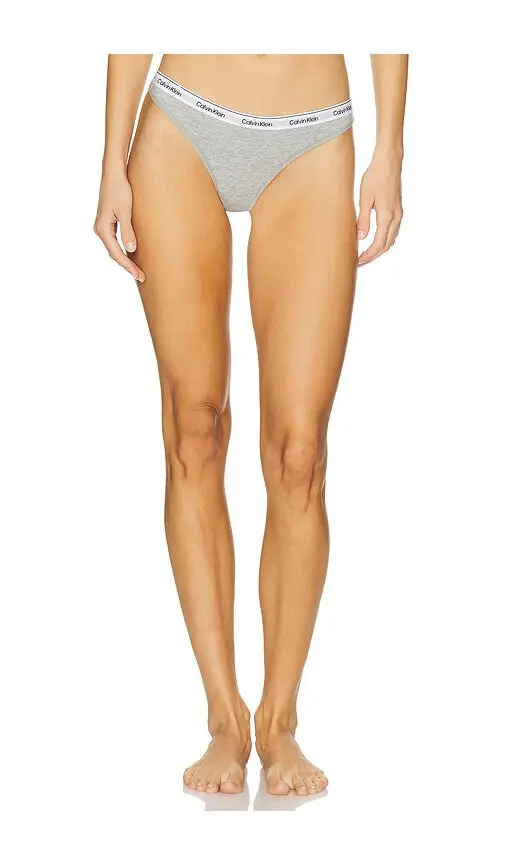 Calvin Klein Modern Icon Logo Thong In Grey - Grey Heather