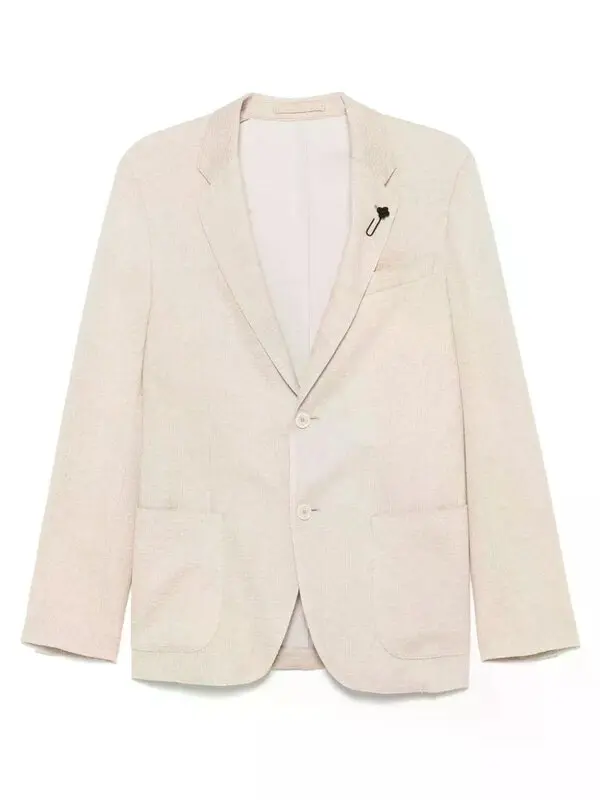 LARDINI Brooch-detail Blazer - Neutrals