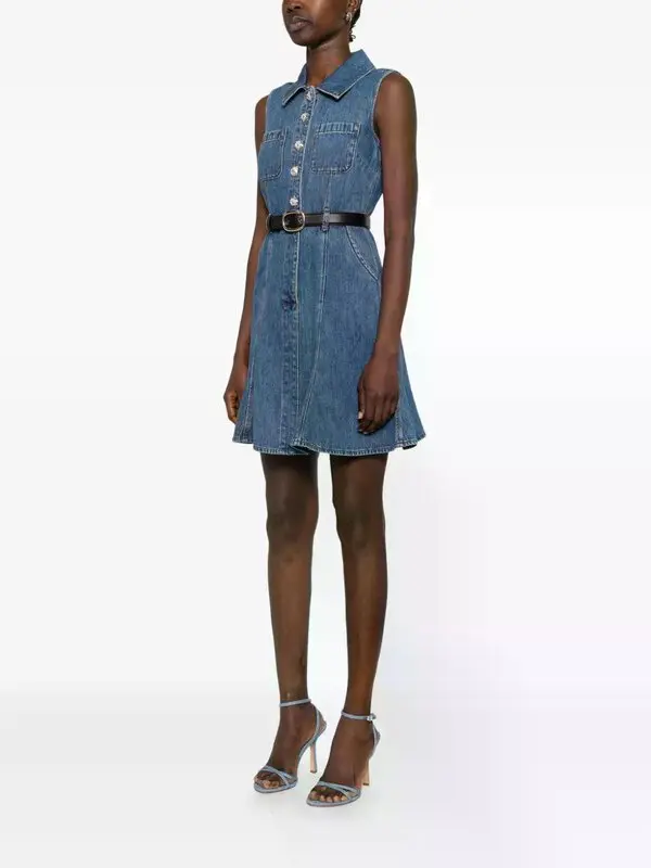 SELF-PORTRAIT Sleeveless Denim Mini Dress