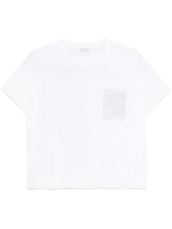 Peserico T-shirt With Bead Detail - White