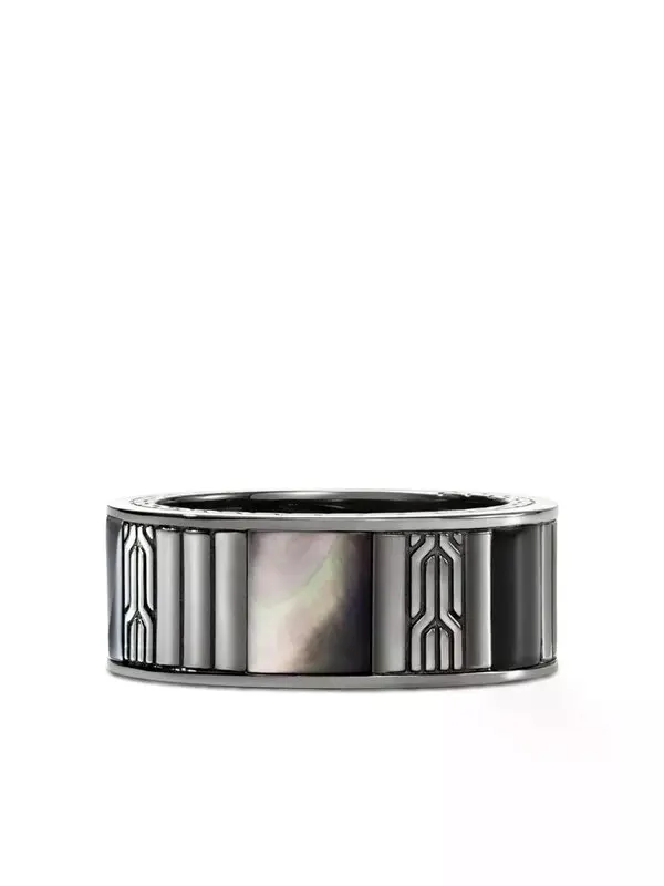 John Hardy Carved Chain Inlay Ring - Silver