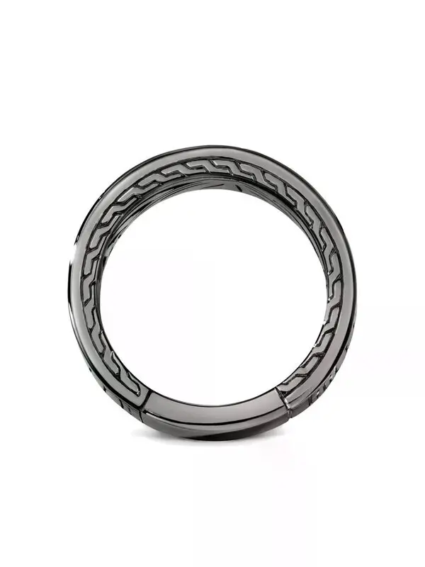 John Hardy Carved Chain Inlay Ring - Silver