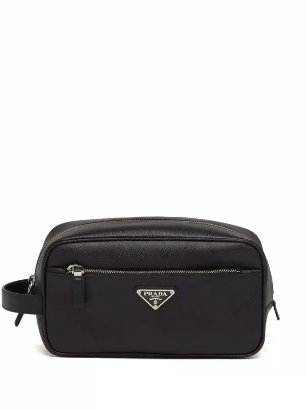 Prada Logo-plaque Wash Bag - Black