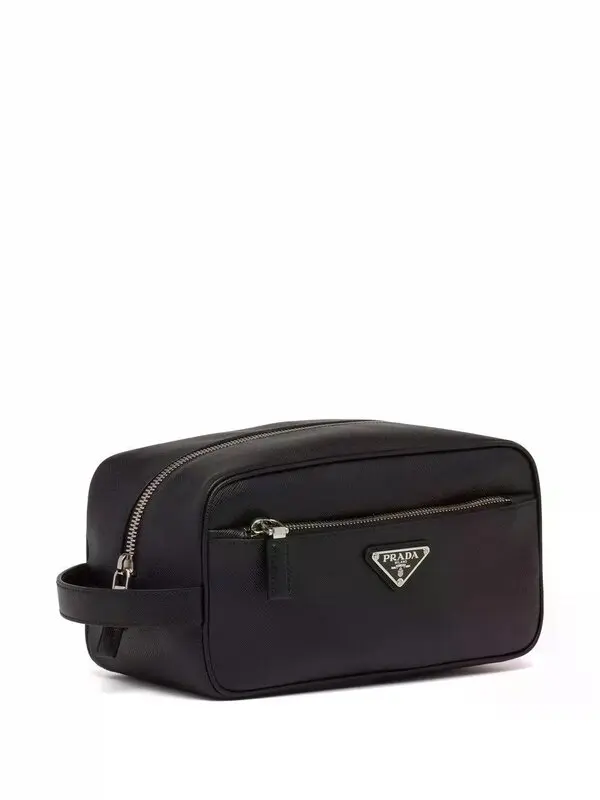 Prada Logo-plaque Wash Bag - Black