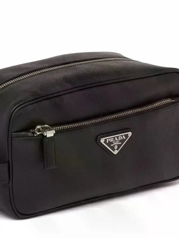 Prada Logo-plaque Wash Bag - Black