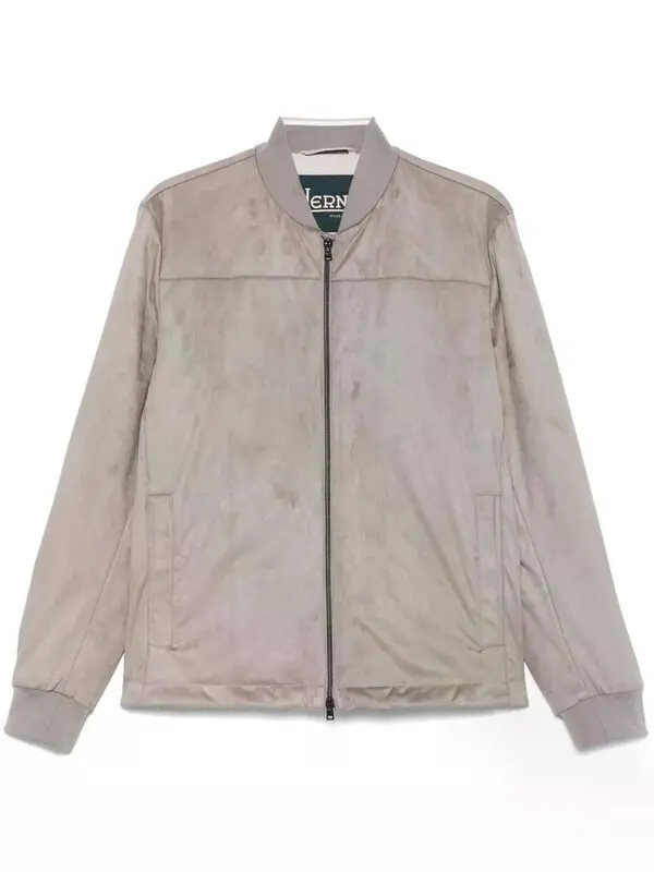 Herno Faux-Suede Bomber Jacket Grey Editorialist