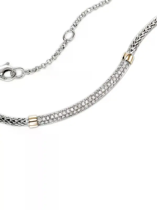 John Hardy 14k Yellow Gold And Sterling Diamond Pavé Necklace - Silver