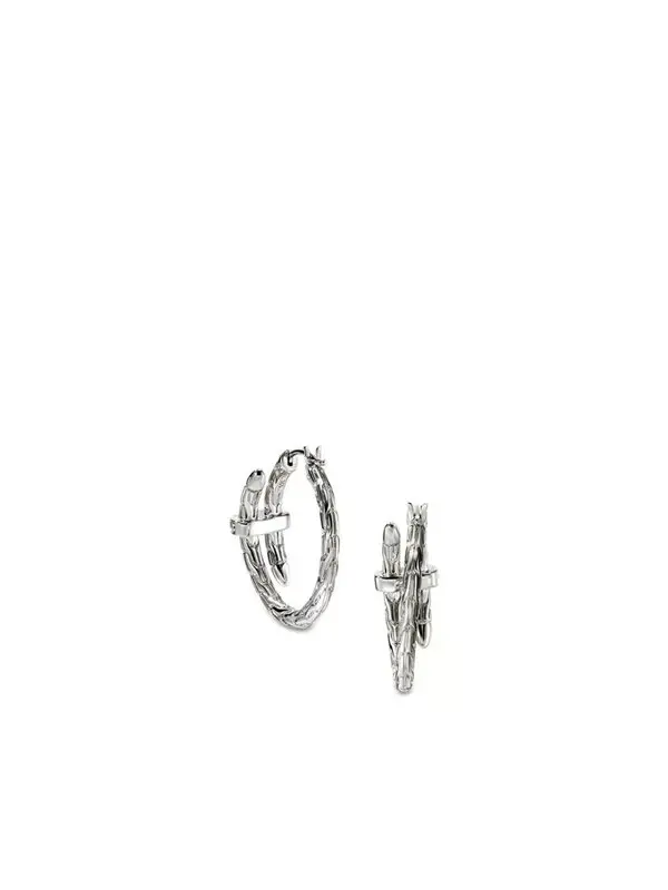 John Hardy Sterling Small Spear Diamond Hoop Earrings