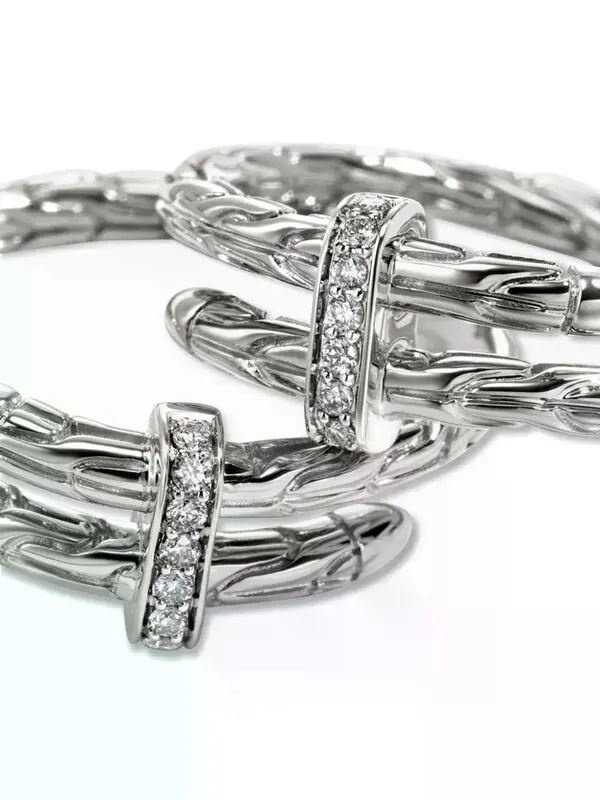 John Hardy Sterling Small Spear Diamond Hoop Earrings