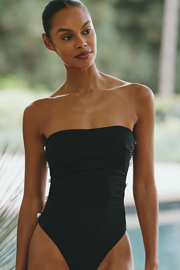 LA PORTE Stephanie Strapless One-piece Swimsuit - Black