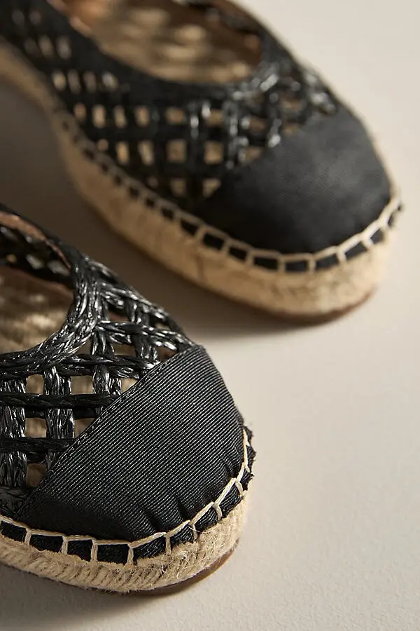BIBI LOU Raffia Mary Jane Flats - Black