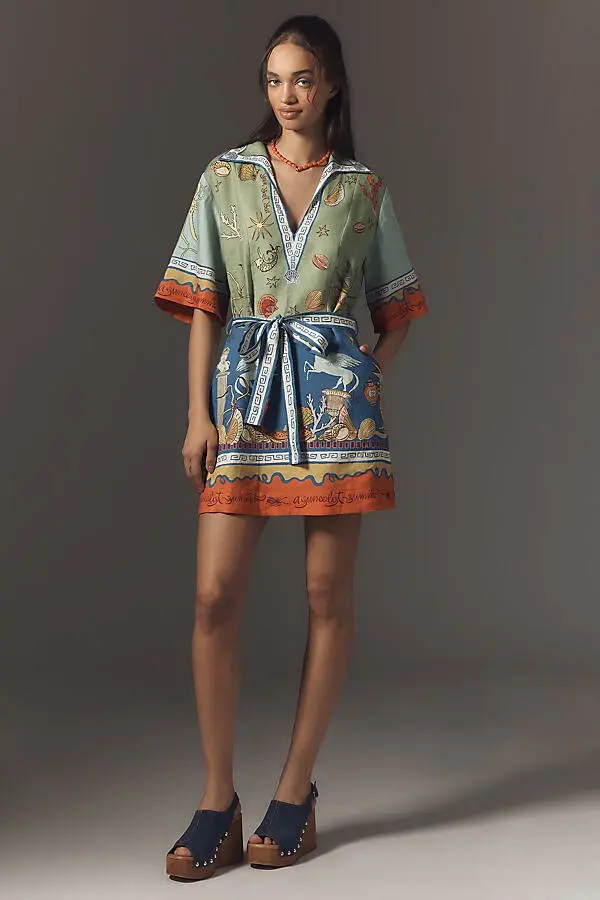 women's mexican embroidered dress ALeMAIS Women's Villa Romantica Midi Dress | Blue main image 0