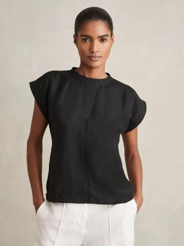 REISS Soleya Linen-blend T-shirt