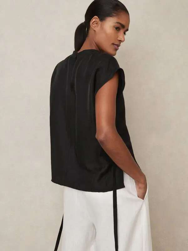 REISS Soleya Linen-blend T-shirt