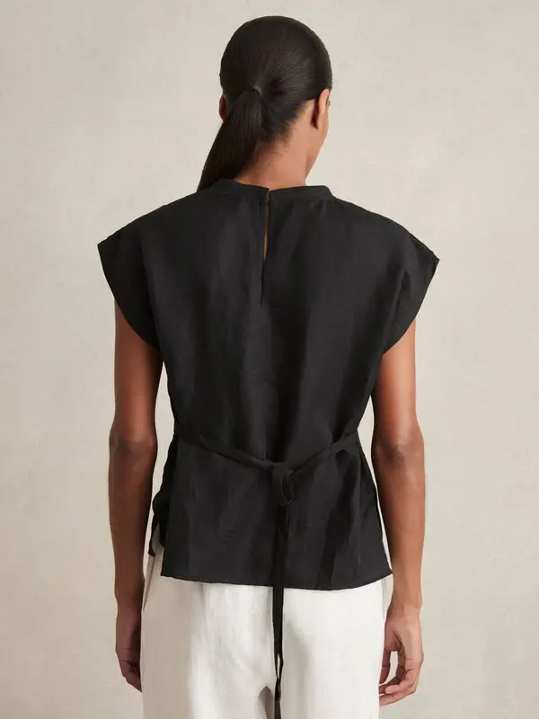 REISS Soleya Linen-blend T-shirt