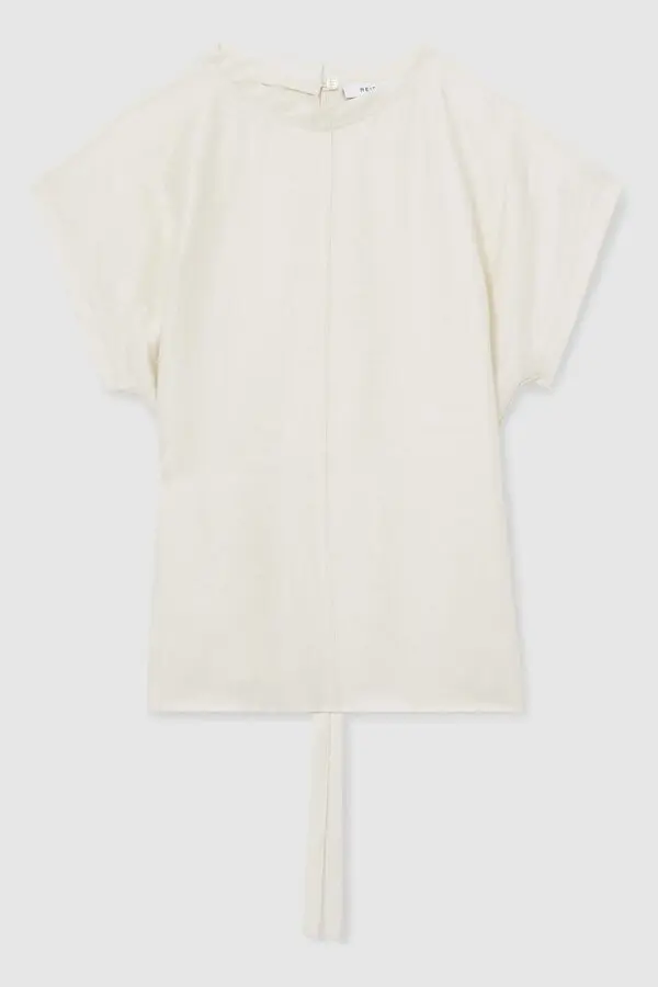 REISS Soleya Linen-blend T-shirt - Cream