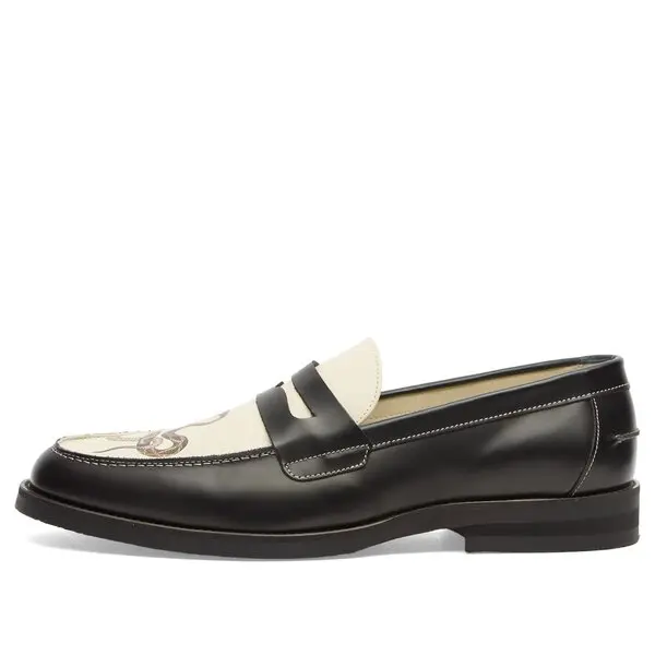 DUKE + DEXTER Wilde Snake Penny Loafer - Black/white