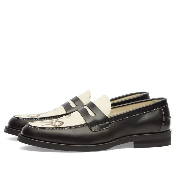 DUKE + DEXTER Wilde Snake Penny Loafer - Black/white