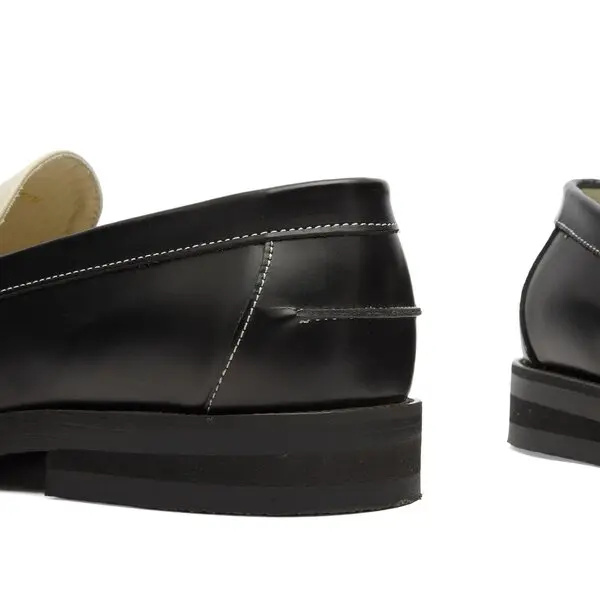 DUKE + DEXTER Wilde Snake Penny Loafer - Black/white