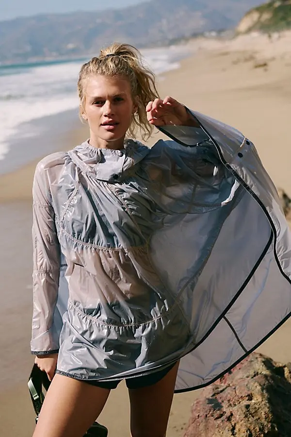 Free People Rain Drop Packable Poncho - Titanium