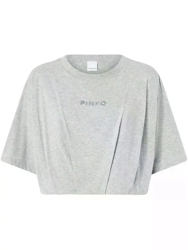 Pinko Logo-embroidered T-shirt - Grey