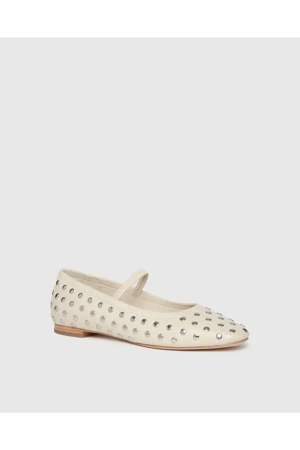Paige Joya Studded Mary Jane Flats - Silver