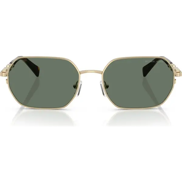Michael Kors 57mm Geometric Sunglasses - Light Gold Shiny/green Solid