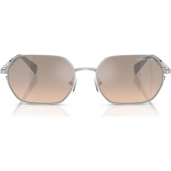 Michael Kors 57mm Geometric Sunglasses - Silver Shiny /khaki Silver