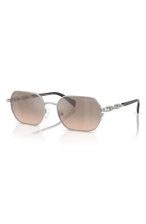 Michael Kors 57mm Geometric Sunglasses - Silver Shiny /khaki Silver
