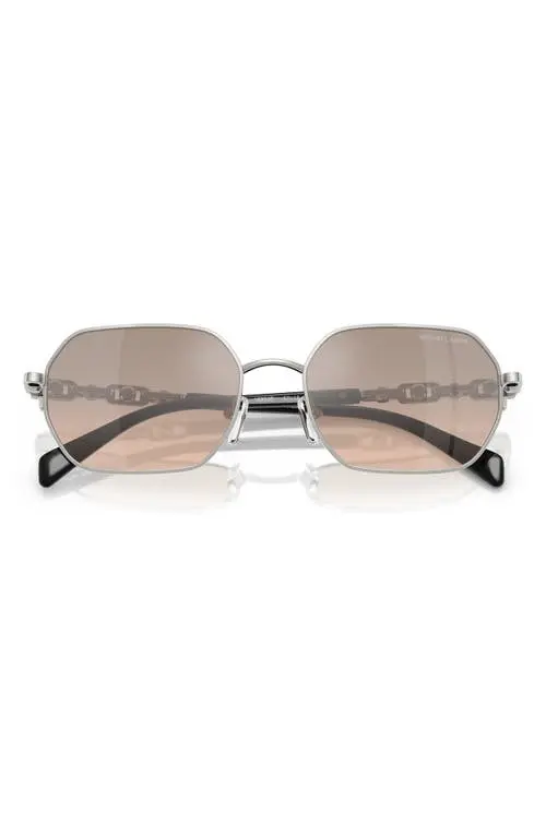 Michael Kors 57mm Geometric Sunglasses - Silver Shiny /khaki Silver
