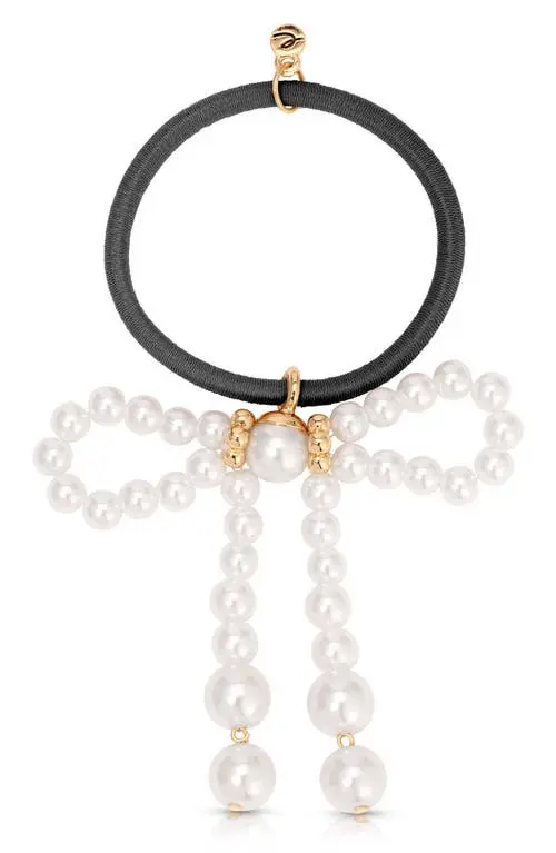 Ettika Aurora Faux Pearl Bow Hair Tie - Black