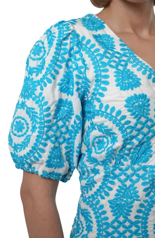 Adelyn Rae Rosemary Eyelet Embroidery Minidress In White/ Blue - 60% Off |  Editorialist