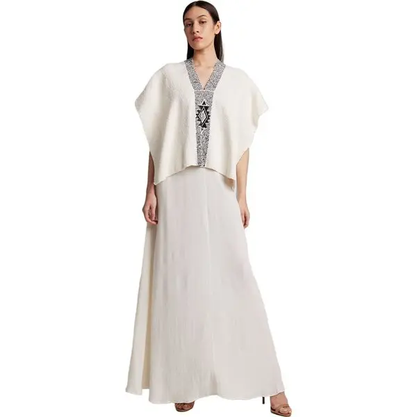 Voz Manta Estrella In Textured Cotton - Ivory/black