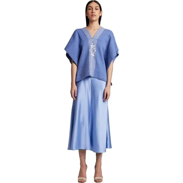 Voz Manta Estrella In Textured Cotton - Perwinkle/ivory