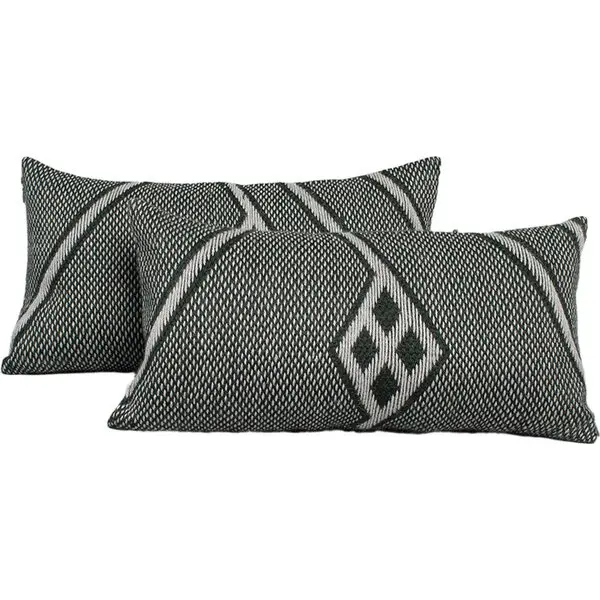 Voz Che Lumbar Pillow In Forest Green