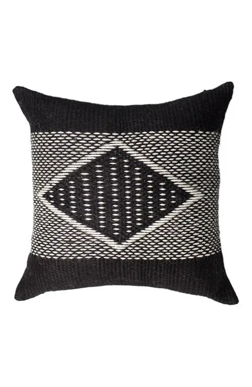 Voz Diamante Square Textile Small Pillow In Black - Black/ivory