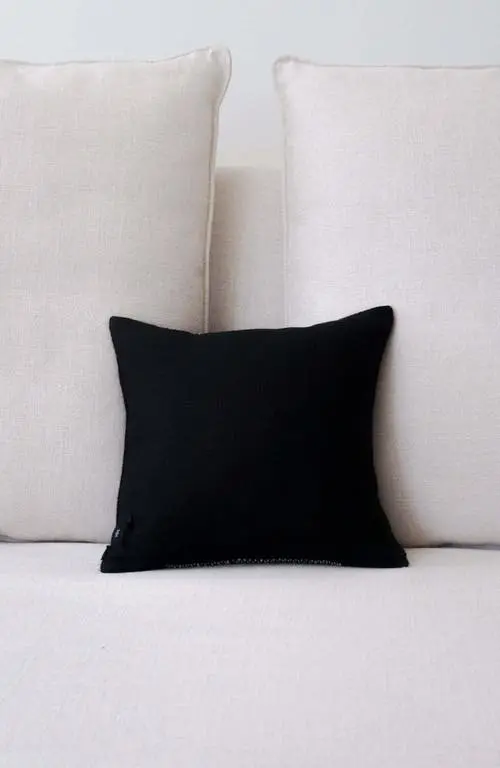 Voz Diamante Square Textile Small Pillow In Black - Black/ivory