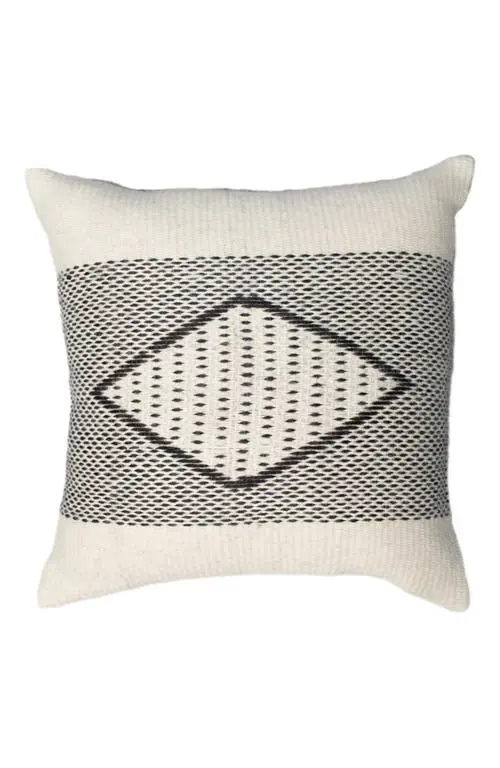 Voz Diamante Square Textile Small Pillow In Black - Ivory/black