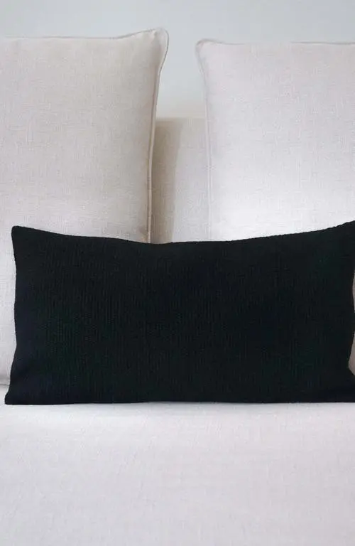 Voz Solid Lumbar Pillow In Black Pima Cotton - Black Alpaca