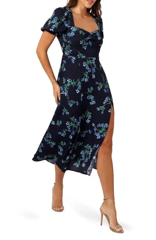 PETAL & PUP Hendrix Floral Print Midi Dress - Midnight Blues