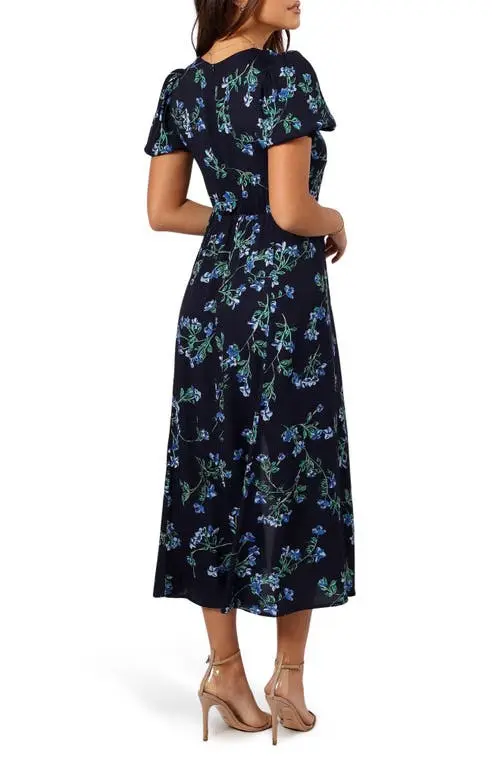PETAL & PUP Hendrix Floral Print Midi Dress - Midnight Blues