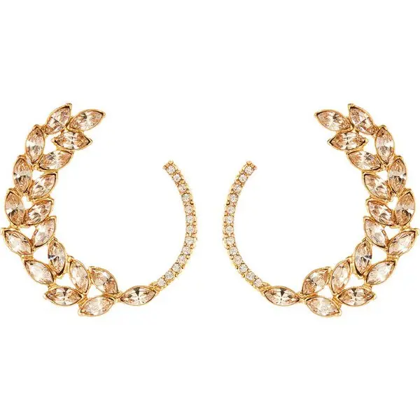 Oscar De La Renta Navette & Pavé Hoop Earrings - Silk